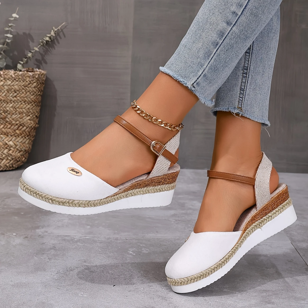 Orthopedic Colorblock Wedge Sandals for Women, Comfortable Ankle Strap ...