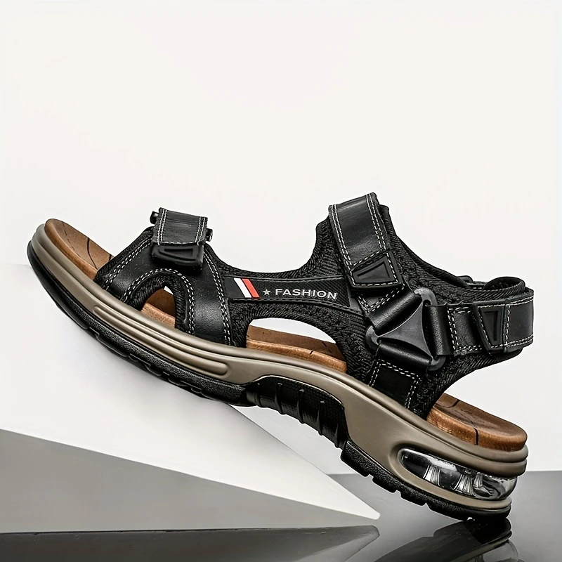 Men's Orthopedic Leather Sandals – Breathable, Adjustable, Air Cushion ...