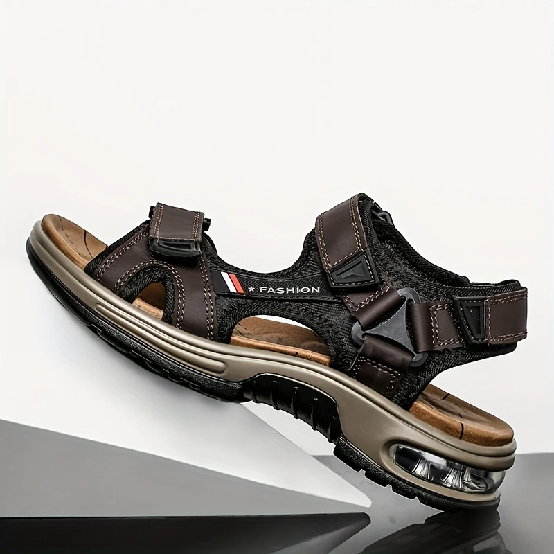 Men's Orthopedic Leather Sandals – Breathable, Adjustable, Air Cushion ...